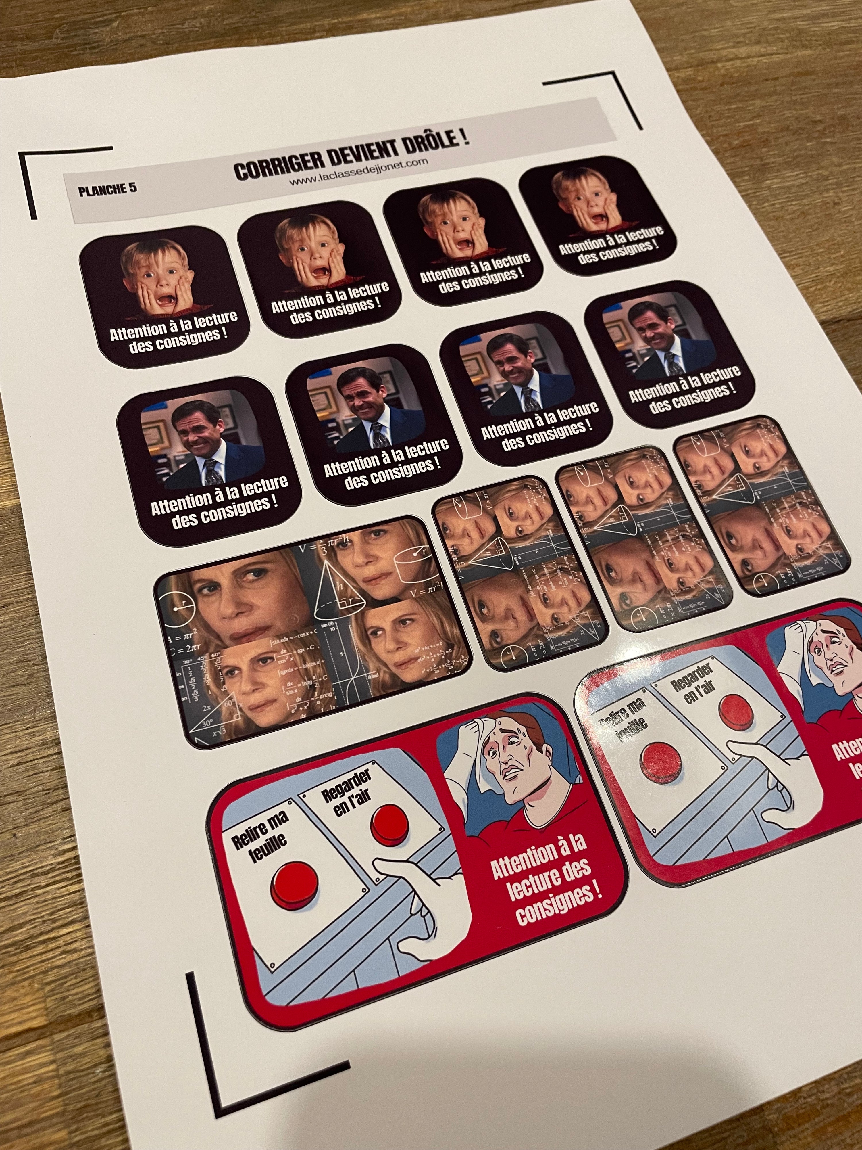 Stickers "corriger devient drôle" - Planche 5 : lecture des consignes