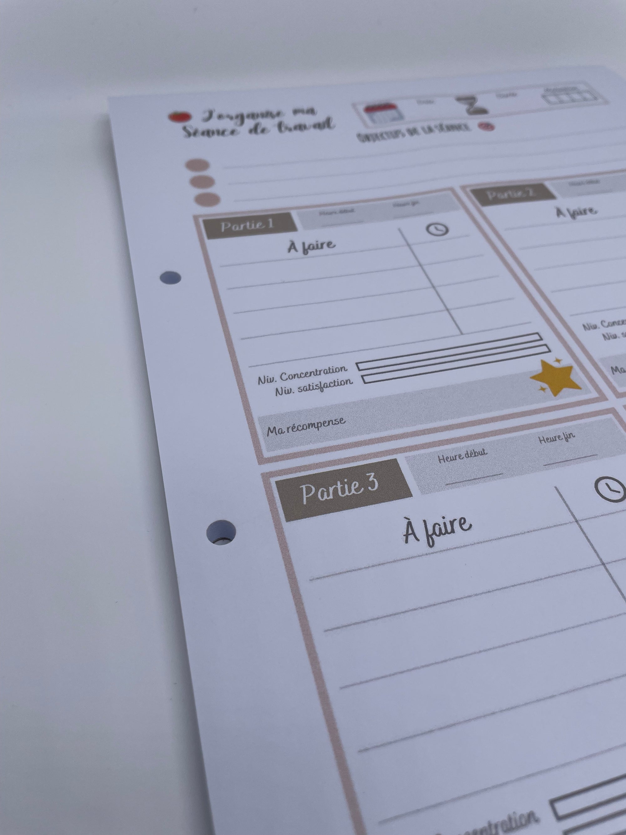 Fiches Pomodoro en bloc-notes