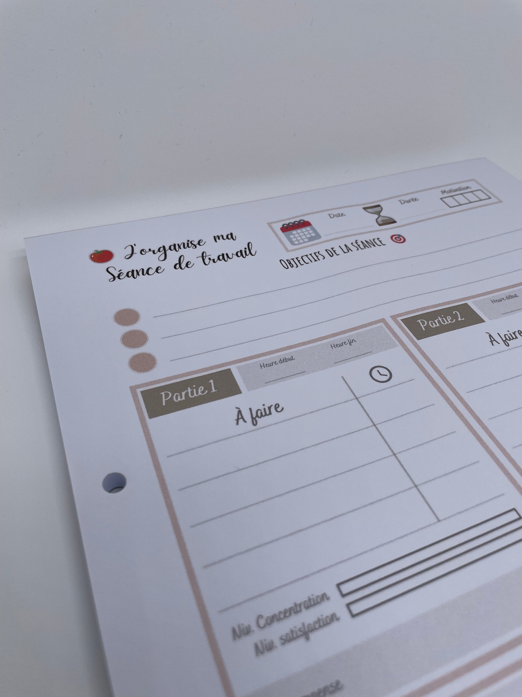 Fiches Pomodoro en bloc-notes