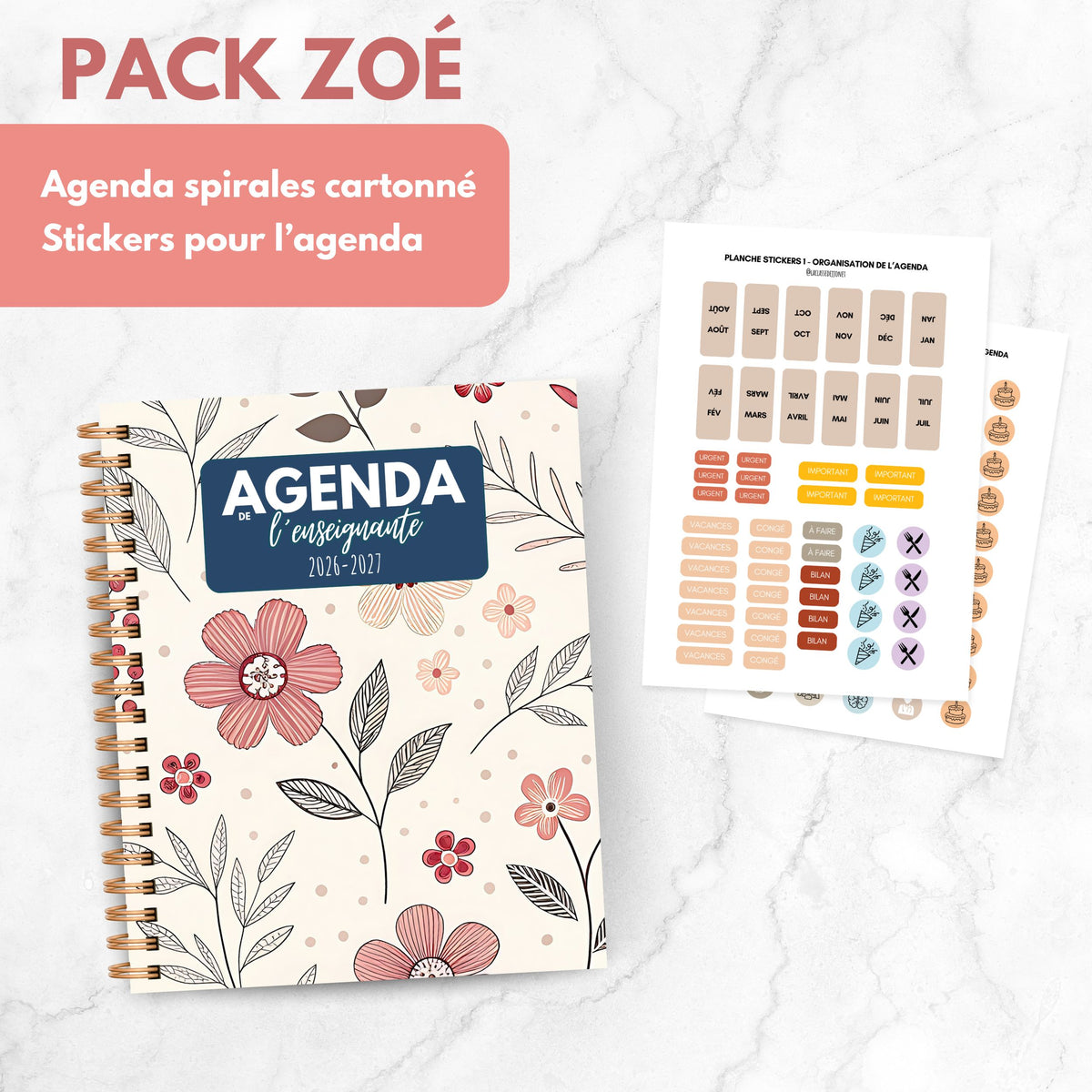 Agenda de l'enseignante ZOÉ